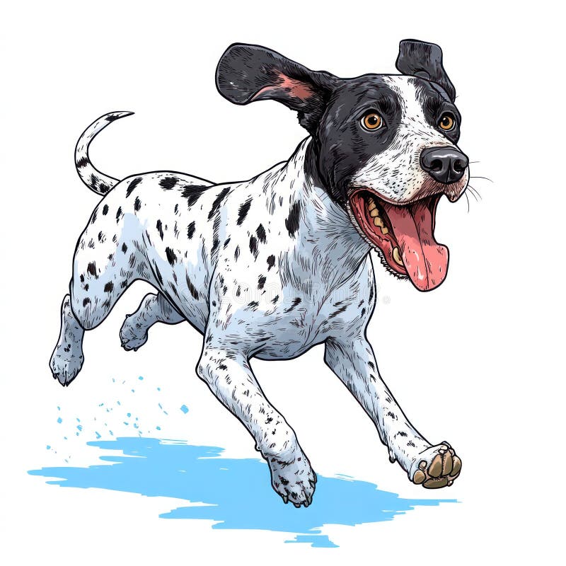 Energetic German Shorthaired Pointer Running and Playing Stock Photo ...