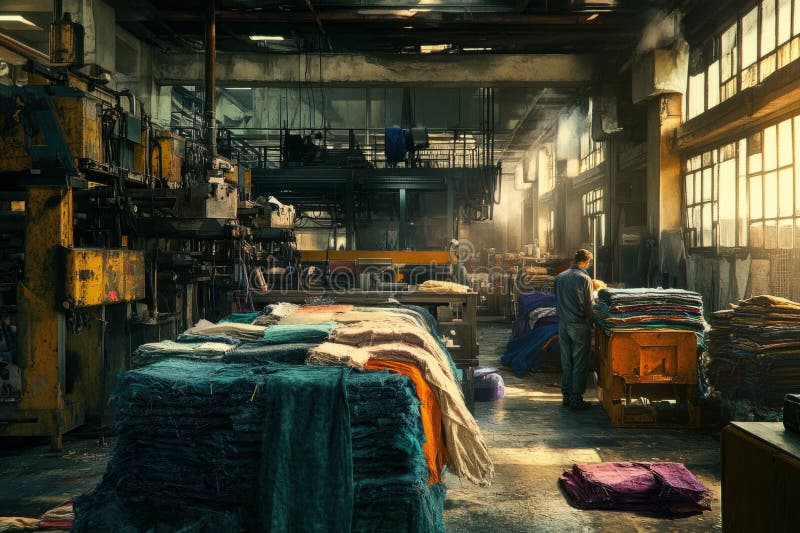 This Industrial Scene Shows a Vibrant Textile Workshop. a Creative ...