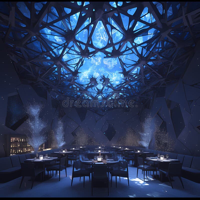 Majestic Blue Lounge Interior for Luxury Venue Stock Illustration ...