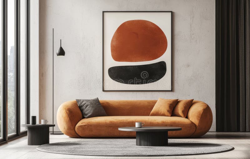 Luxurious Minimalist Interior Design Featuring a Cozy Round Sofa and ...