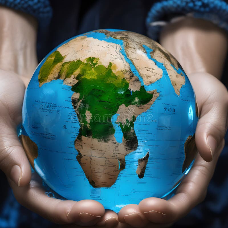 Man Holding Earth Globe in His Hands Stock Illustration - Illustration ...