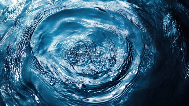 Close-Up View of Circular Water Ripples in Deep Blue Waters Stock Photo ...