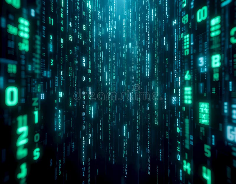 Digital Green Code Falling Vertically Stock Illustration - Illustration ...