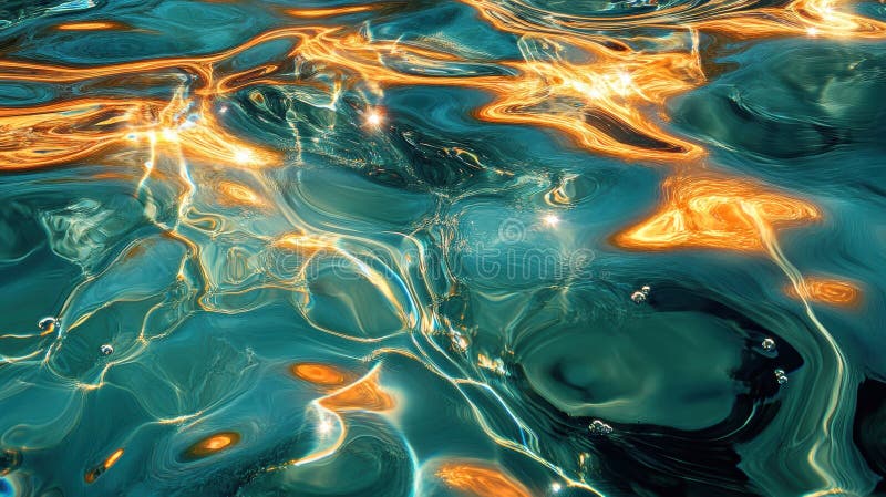 Abstract Water Surface with Light Reflections and Colorful Patterns ...
