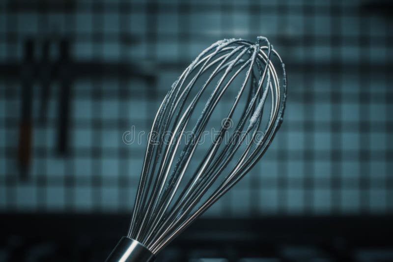A Sleek Metal Whisk Glistens in the Kitchen. Perfect for Blending and ...