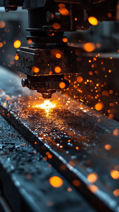 Image Captures Metalworking Process with Sparks Flying, Showcasing ...