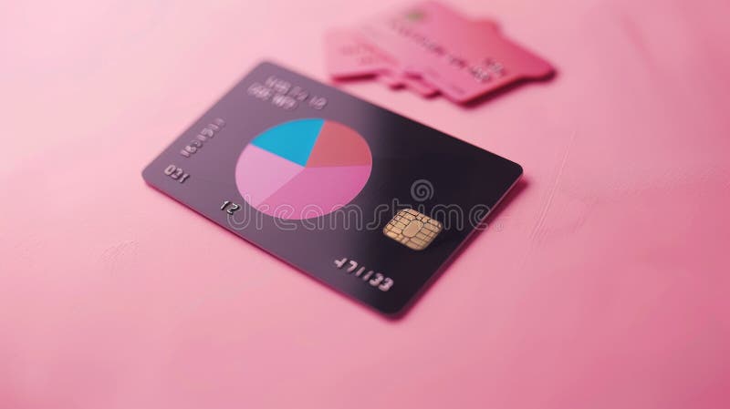 Close-up View of a Stylish Black Credit Card with a Colorful Pie Chart ...