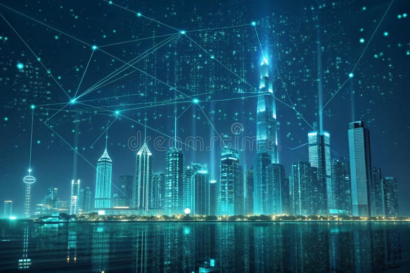 Global Network in a Connected City Technology Background Stock ...