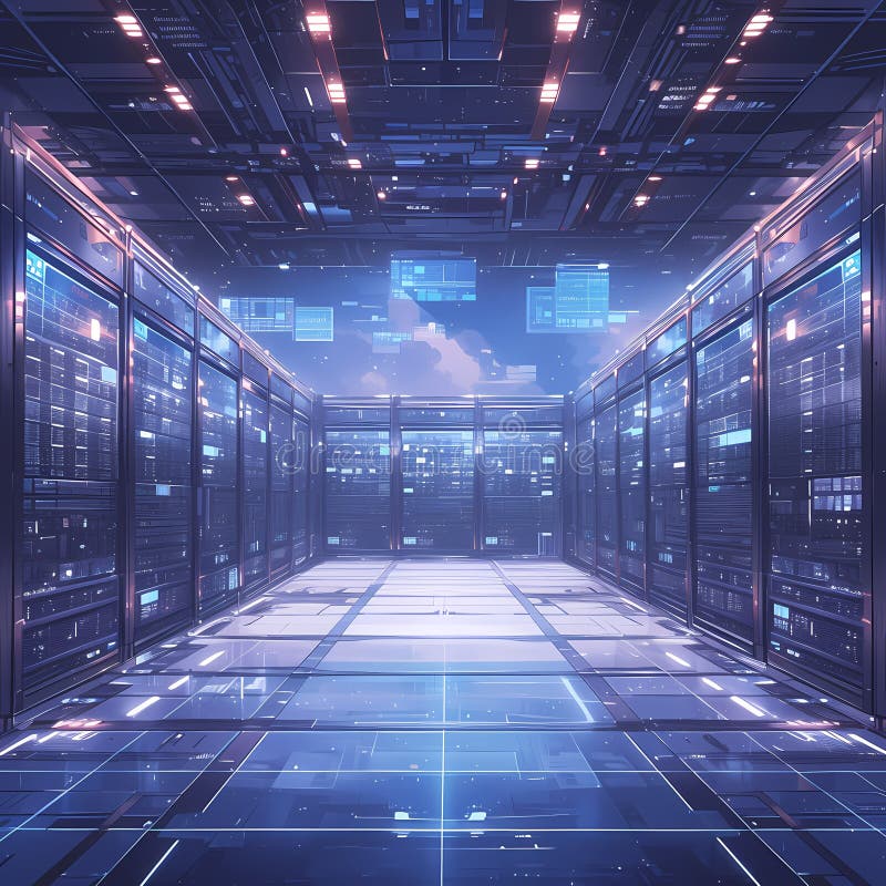 Efficient Data Center Operations Stock Illustration - Illustration of ...