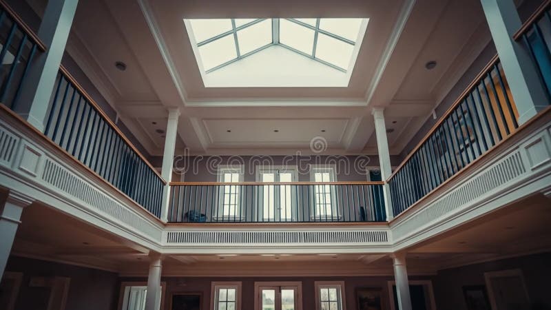 Modern Home Interior with Skylight and Balcony Stock Video - Video of ...