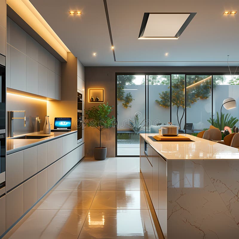 Modern Kitchen Home Technology Stock Illustration - Illustration of ...