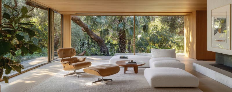 The Image Captures a Modern Living Room Designed with Minimalist ...