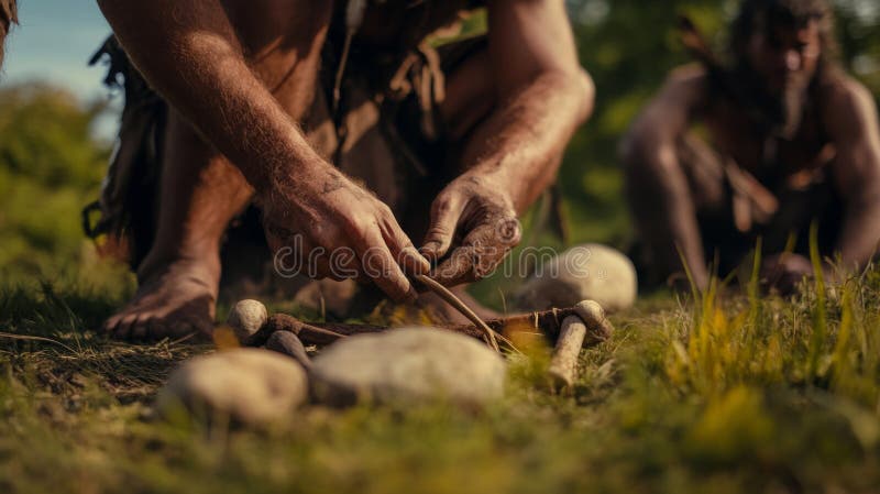 A Person Skillfully Crafts Tools Using Primitive Methods. the Lush ...