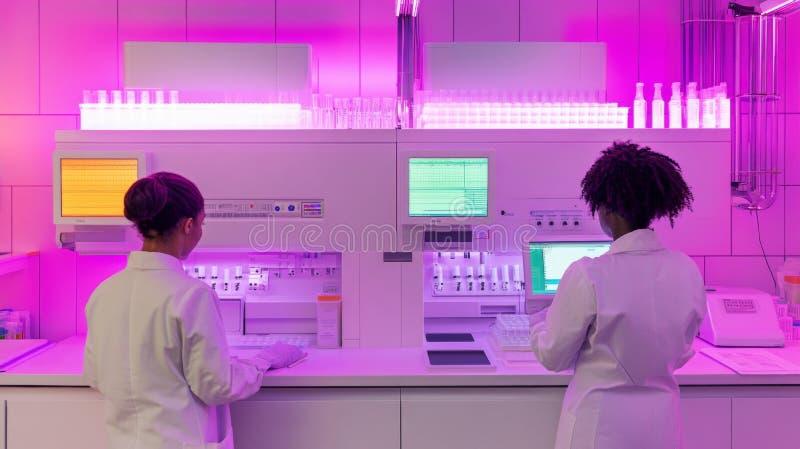Two Scientists Engaged in Innovative Lab Work. Modern Laboratory Filled ...