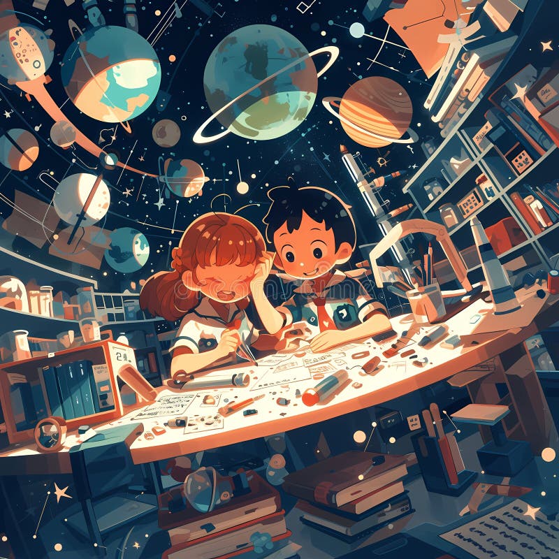 Interstellar Learning, Cosmic Curiosity Stock Illustration ...