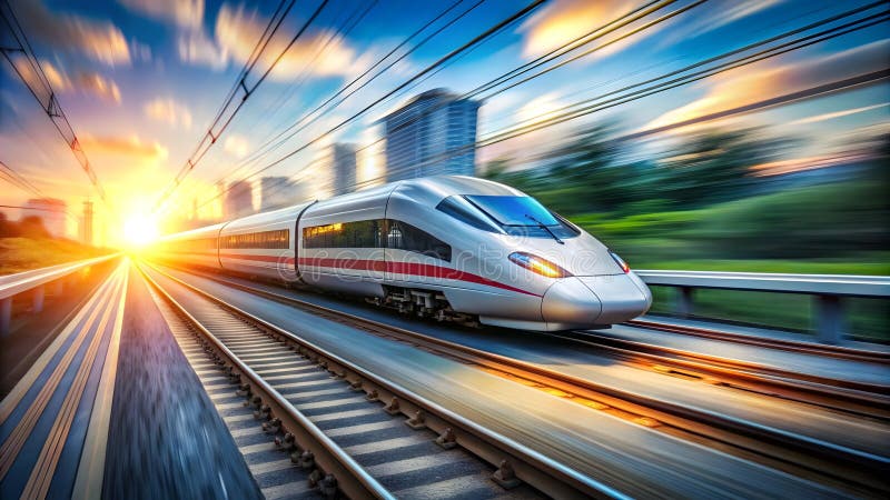 Sleek Futuristic Train in Motion with Motion Blur Effects and Speed ...