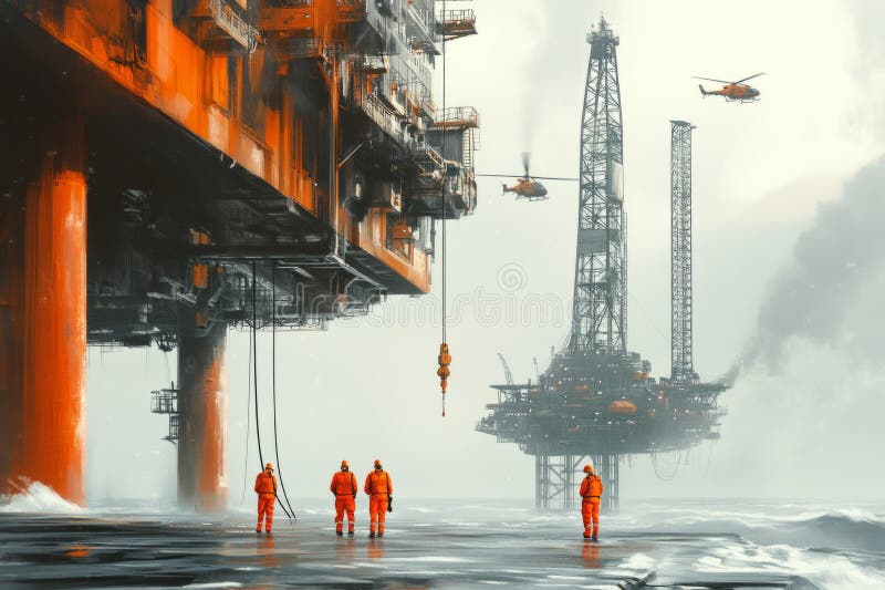 A Stunning Offshore Oil Rig Scene Highlights Energy Exploration ...