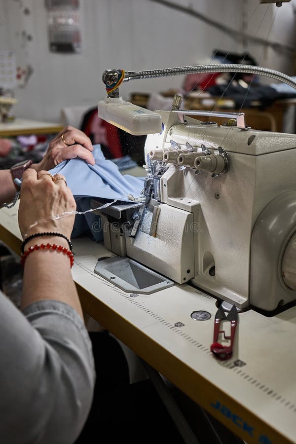 Overlock Stitching in Garment Manufacturing Process Stock Image - Image ...