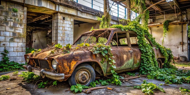 A Rusting Testament To Time Abandoned Vehicle in a Desolate Junkyard a ...