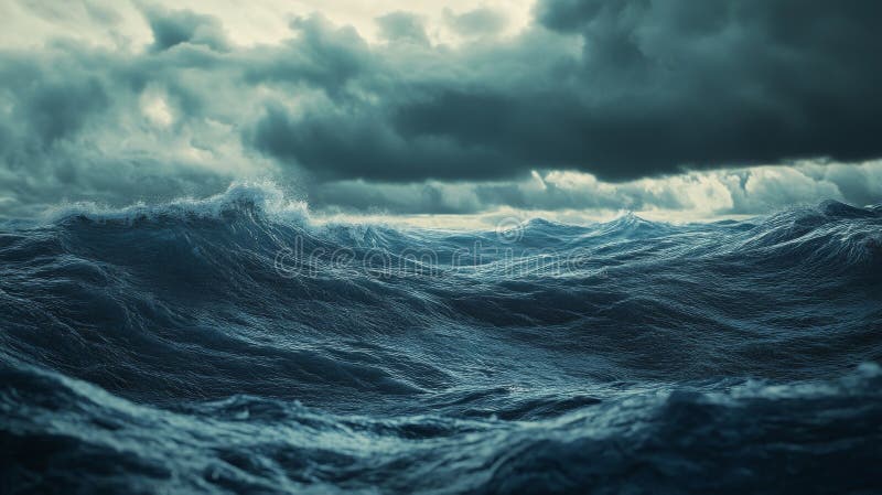 A Dramatic Seascape Showcases Turbulent Waves Under Stormy Skies. the ...