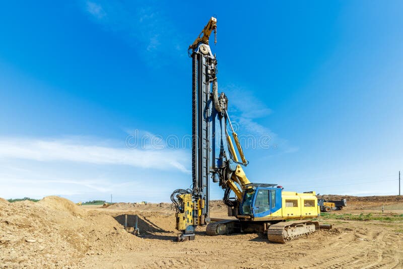 Heavy-Duty Drilling Machine at Construction Site Stock Image - Image of ...