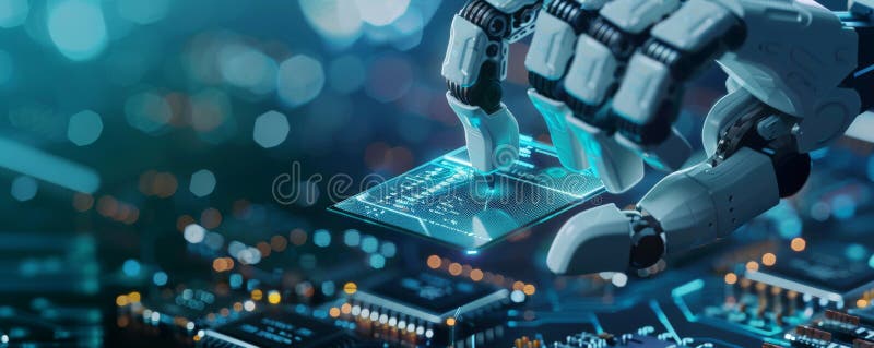 Advanced Robotics Technology Handling Microchip Assembly in Futuristic ...