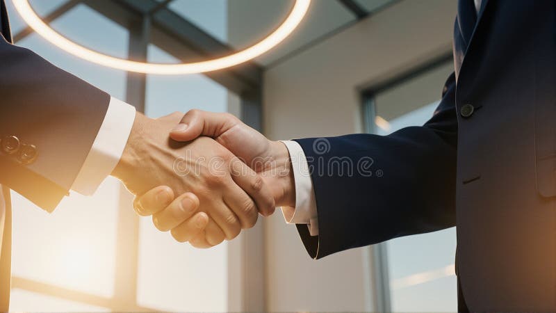 Handshake of Business Partners in Modern Office Stock Illustration ...