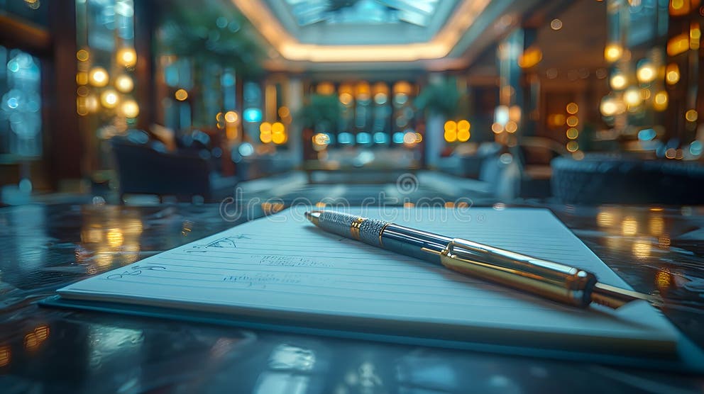 Notepad Pen Empty Conference Room Table Stock Photo - Image of ...