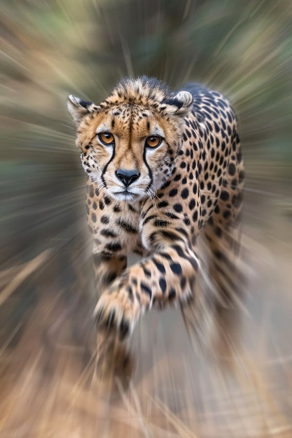 High-Speed Cheetah in Motion Sprinting Cheetah Captured in Dynamic Blur ...