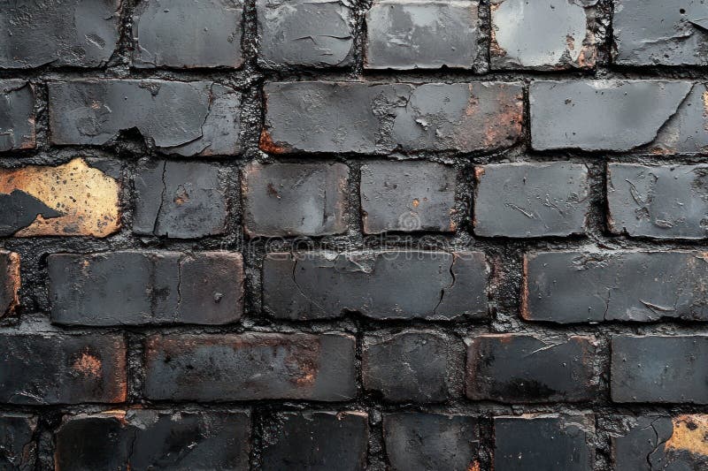 Rustic Anthracite Brick Wall Texture Banner: Dark Black Panoramic ...