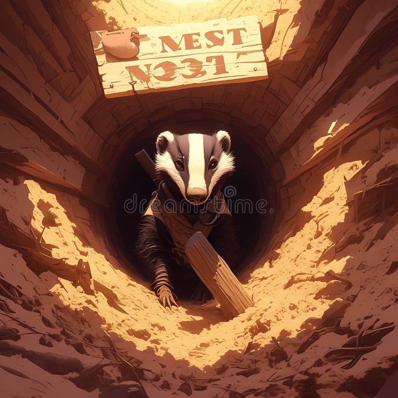 Ninja Badger in Action! stock illustration. Illustration of compact ...