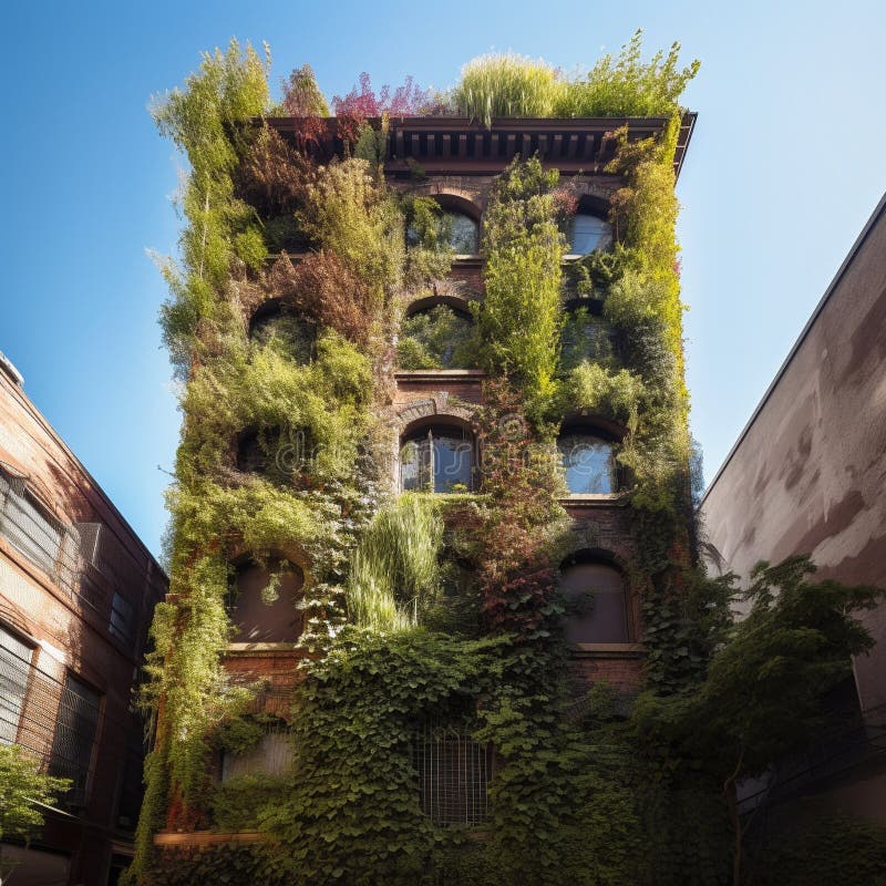 Vertical Garden on a Busy Street Stock Illustration - Illustration of ...