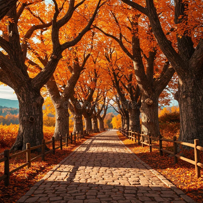 Ancient Autumn Avenue: a Woodland Wander Stock Illustration ...