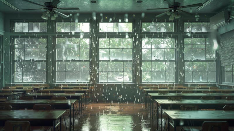 Rainy Classroom Interior Generative AI Stock Photo - Image of calm ...
