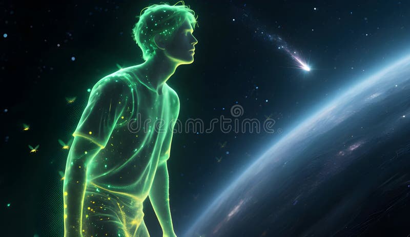 Eternal Dreamer: a Glowing Portrait of Serenity in Space Stock Video ...