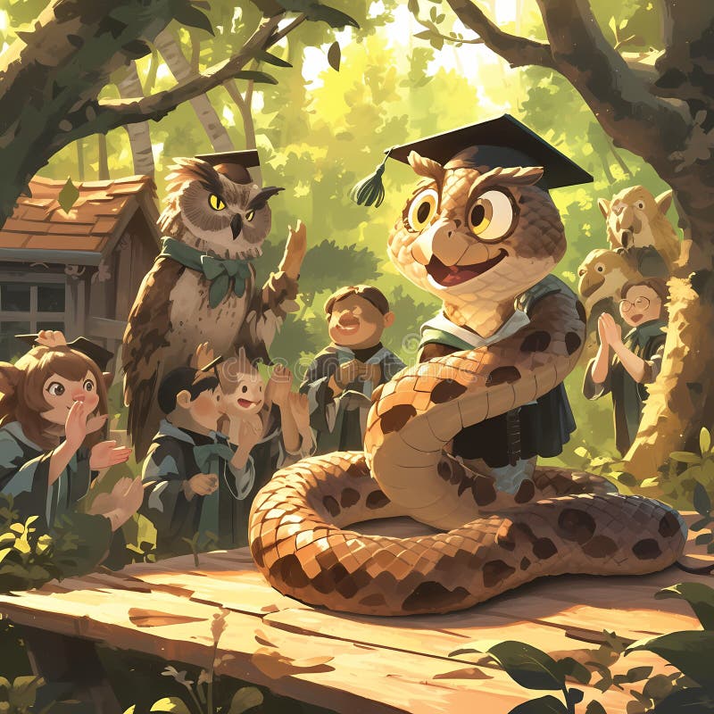 Proud Snake Graduates: a Touching Moment Captured Stock Illustration ...