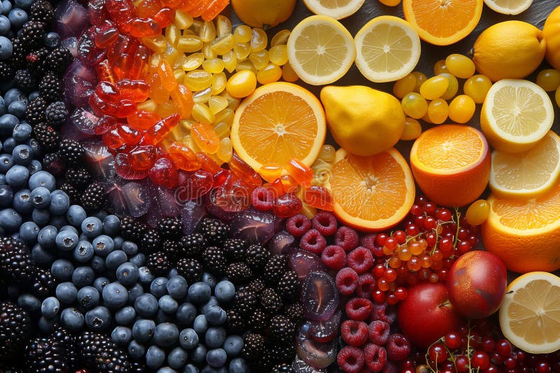 Dynamic Array of Fruits and Candies, Illustrating a Visually Attractive ...