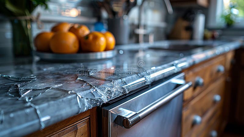 Cracked Countertop Corner in Modern Kitchen Stock Illustration ...