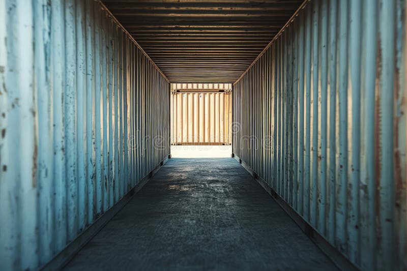 Inside an Empty Shipping Container Stock Illustration - Illustration of ...