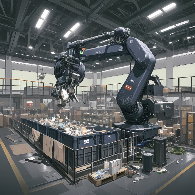 Robotic Waste Management: Efficient & Sustainable Stock Illustration - Illustration of ...