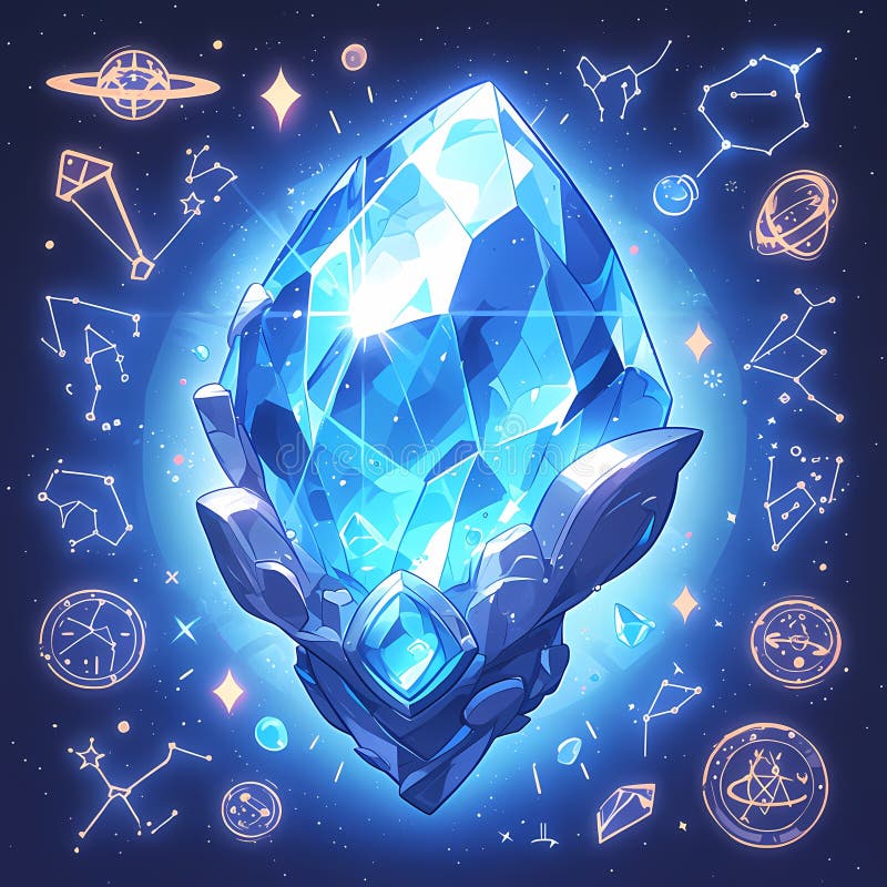 Glistening Crystal Icon - Multifaceted & Glowing Stock Illustration ...