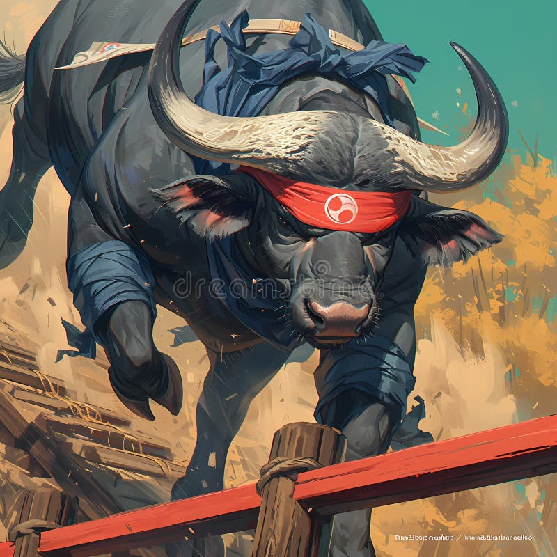 Robust Buffalo with Simple yet Effective Nose Guard Stock Illustration ...