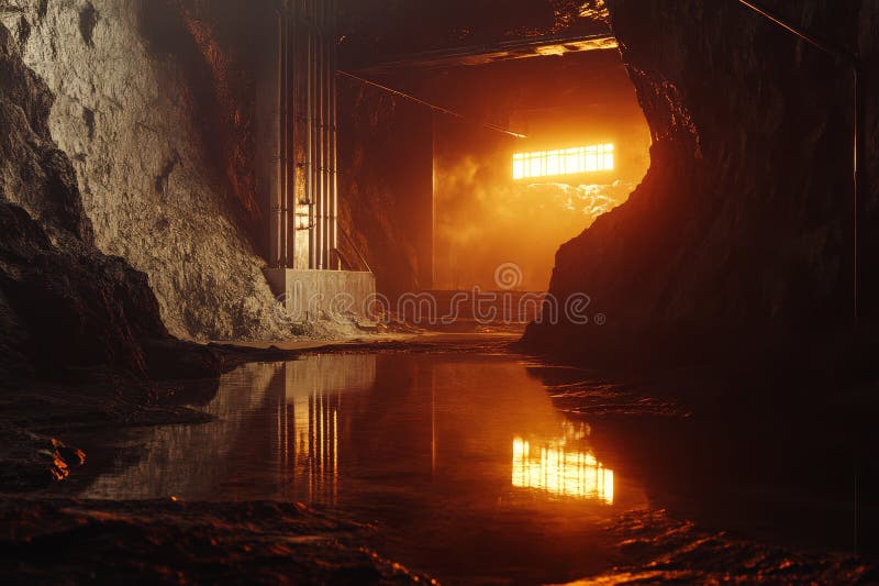 Radiant Uranium Mine at Dusk Stock Illustration - Illustration of ...