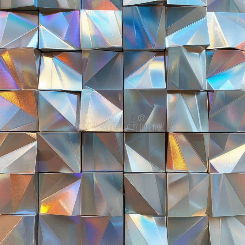 Geometric Holographic Facets in a Reflective Silver Matrix. AI ...
