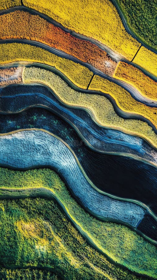 Vibrant Aerial View of Agricultural Fields Showcasing Unique Patterns ...