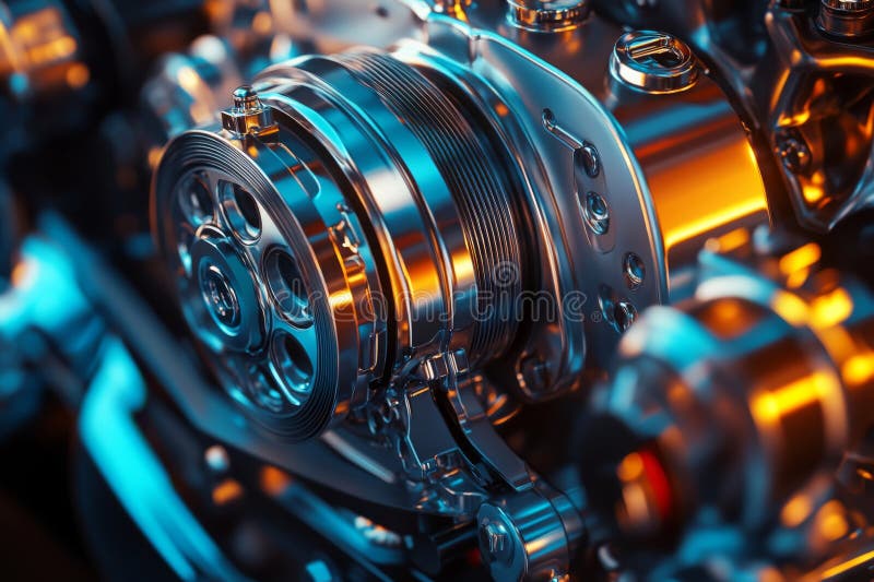 Intricate High-Performance Engine Close-Up Stock Illustration ...