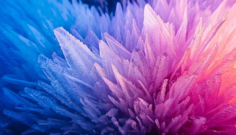 Intricate Ice Crystals with Vibrant Colors and Feather-like Structures ...