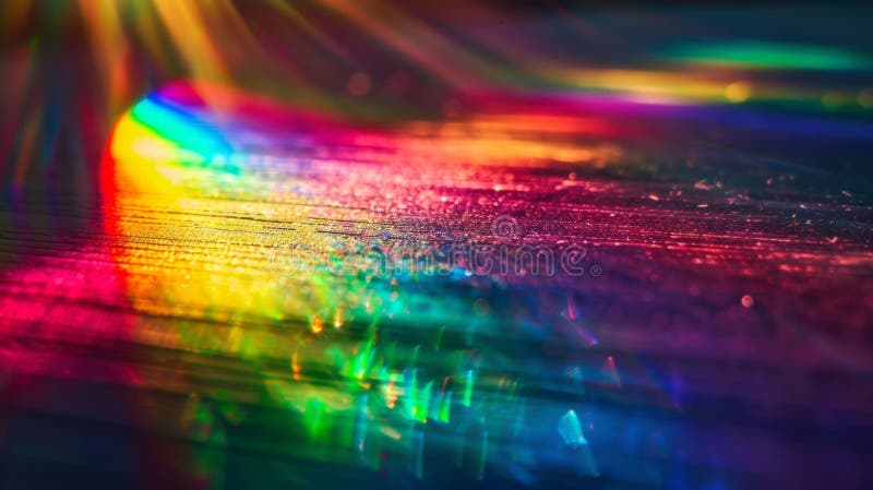 Vivid Rainbow Light Reflections on Textured Surface, Generative AI ...