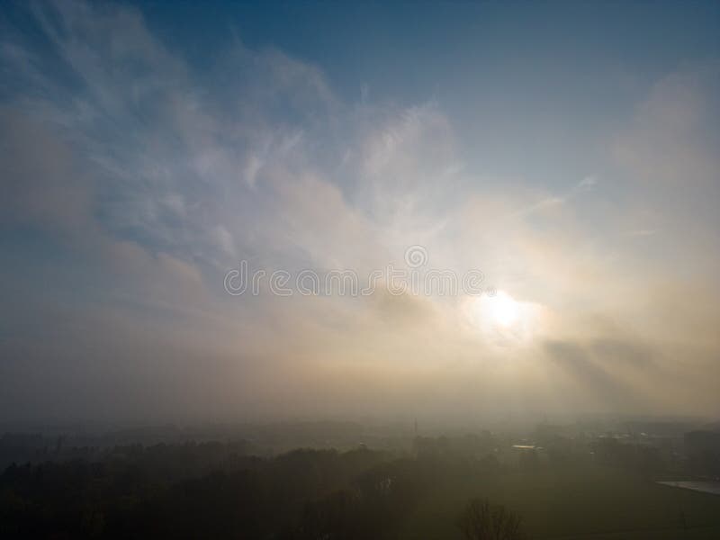 Sunrise Majesty Over a Misty Rural Landscape Stock Image - Image of ...