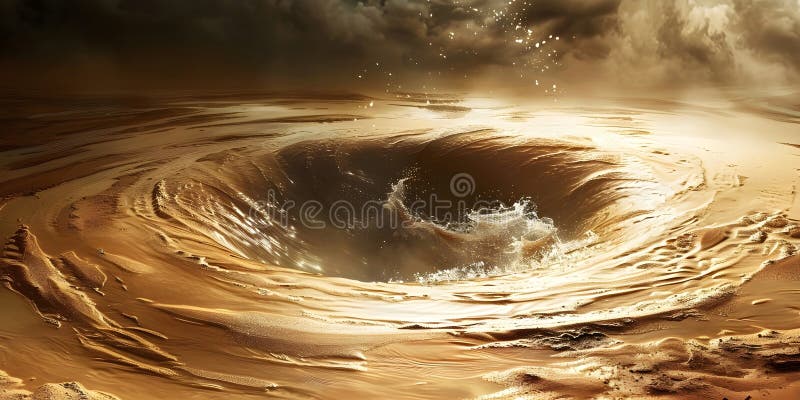 Transforming Water into Sand in a Whirlpool Effect Stock Illustration ...